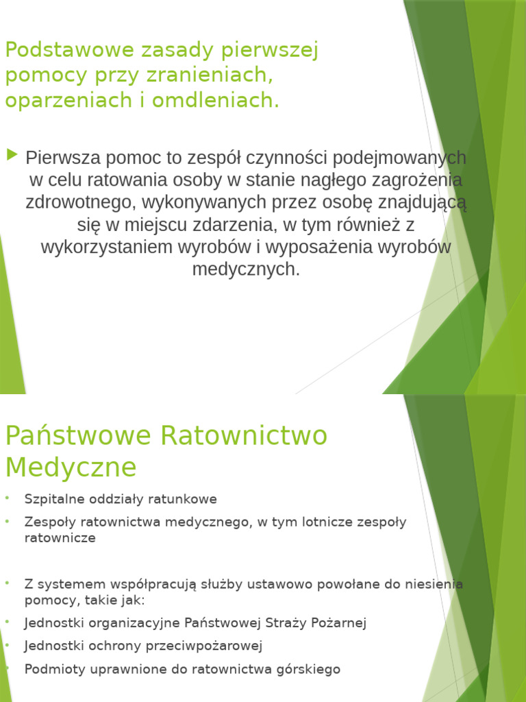 Podstawowe Zasady Przy Pierwszej Pomocy. | PDF