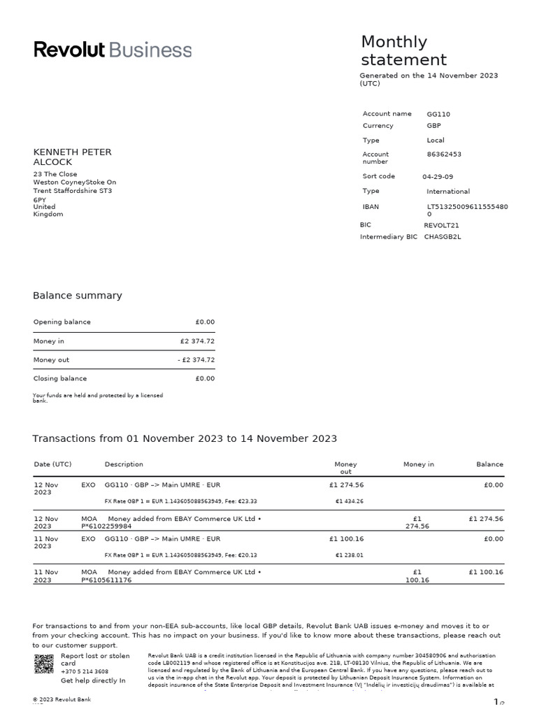 Revolut Statement Pdf Banks Investing