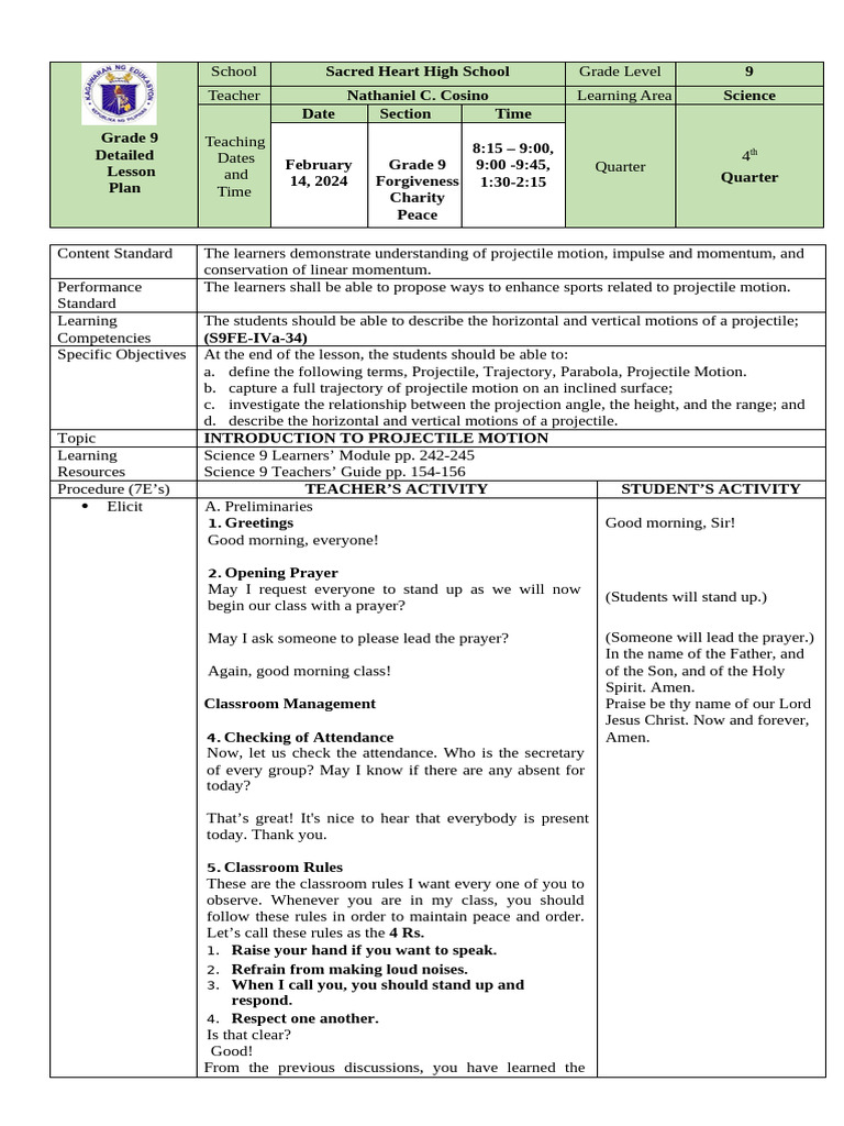 Grade 9 Science: Projectile Motion | PDF | Applied And ...