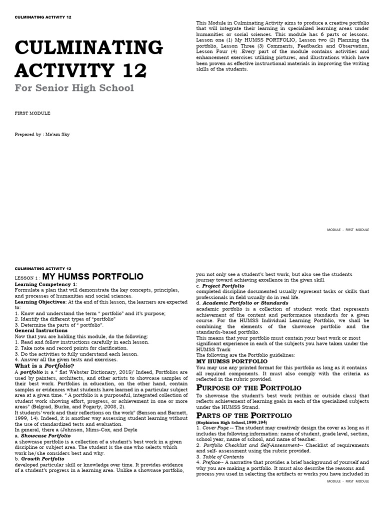 Module 1 CULMINATING ACTIVITY 12 | PDF | Learning | Science