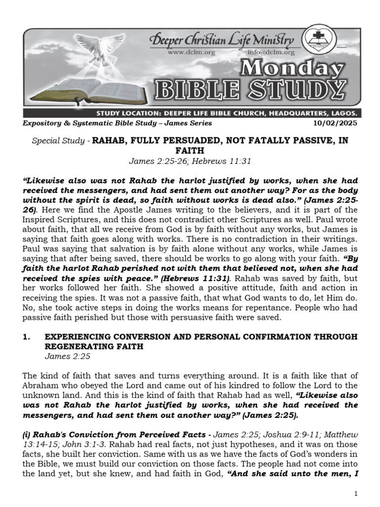 Rahab Fully Persuaded Not Fatally Passive in Faith-Mbs20250210 | PDF ...