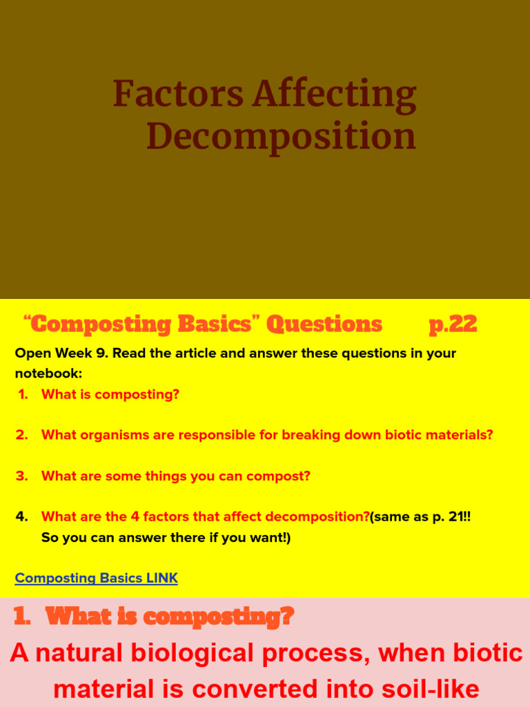 Factors Affecting Decomposition Activity with KEY | PDF | Decomposition ...