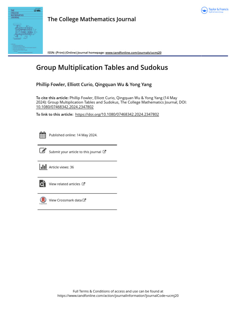 Group Multiplication Tables and Sudokus | PDF | Group (Mathematics ...