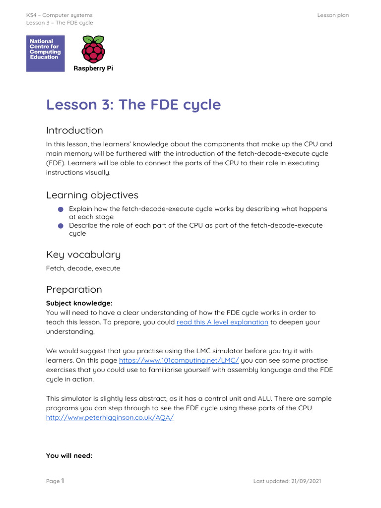 L3 Lesson Plan - Computer Systems - KS4 | PDF | Computer Program | Programming