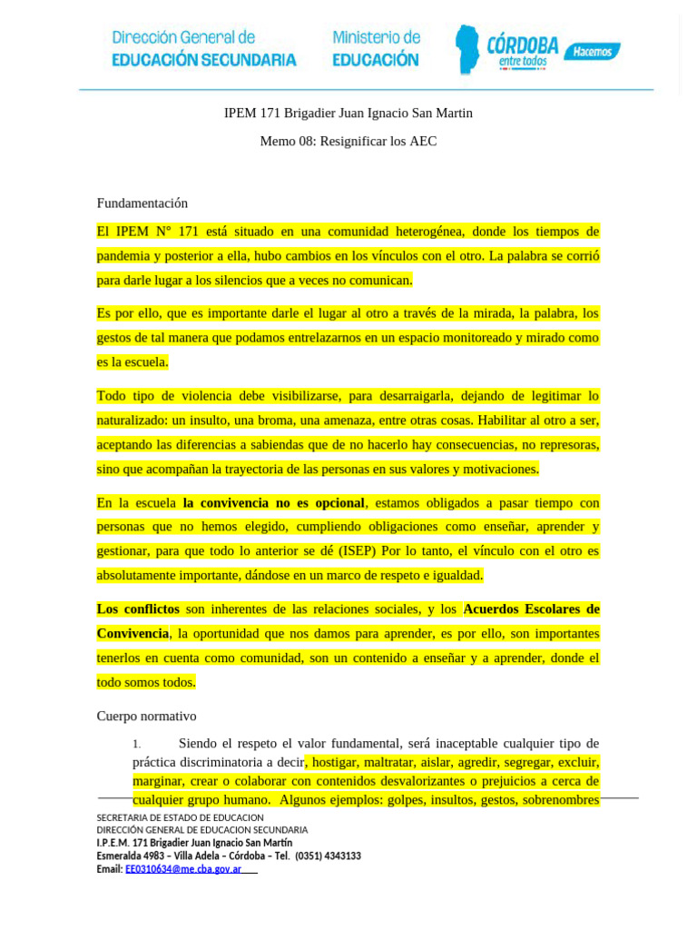 Acuerdos de Convivencia IPEM 171 | PDF | Escuelas | Democracia