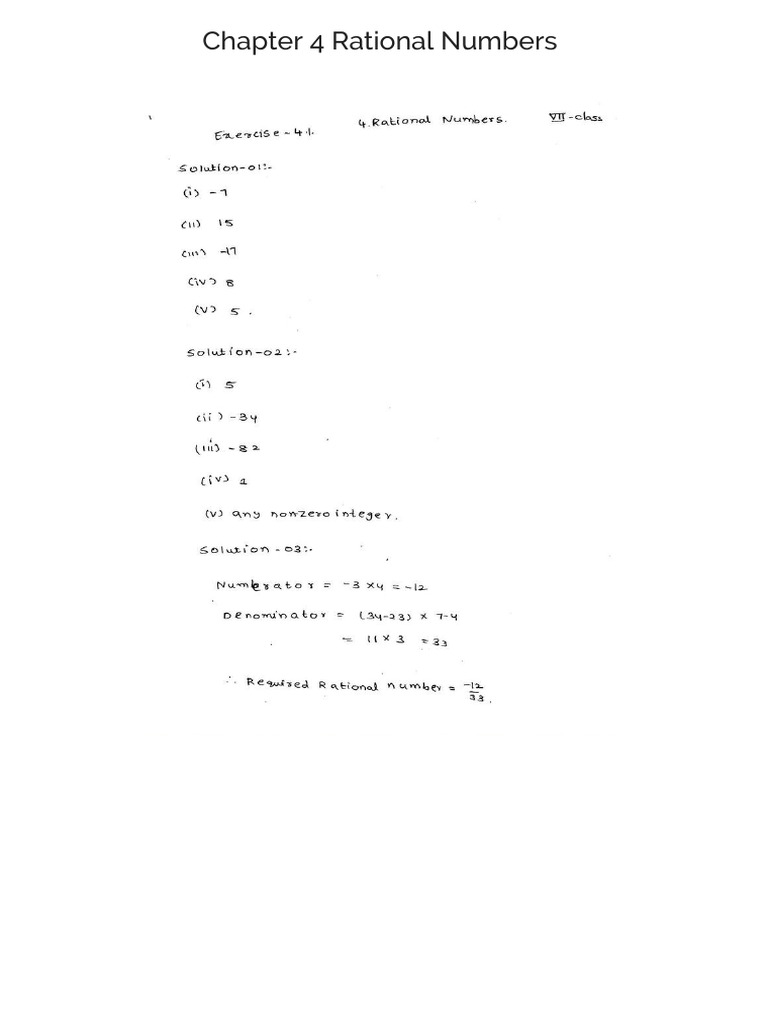 Chapter 4 Rational Numbers | PDF