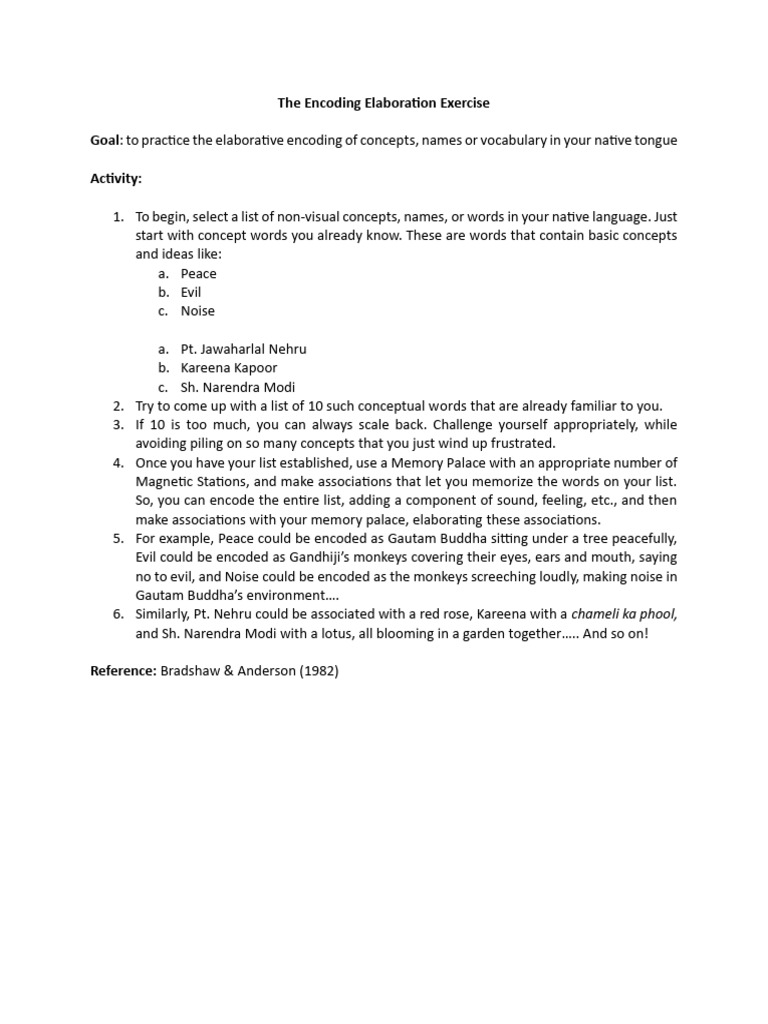 2 The Encoding Elaboration Exercise | PDF