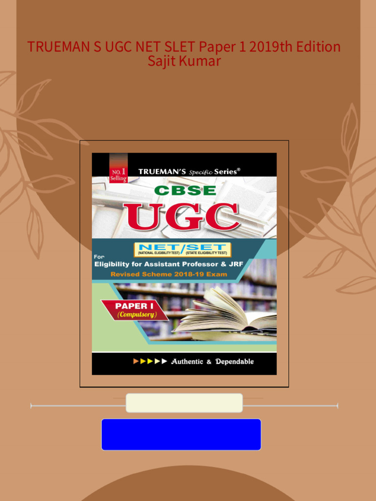 TRUEMAN S UGC NET SLET Paper 1 2019th Edition Sajit Kumar - Download ...