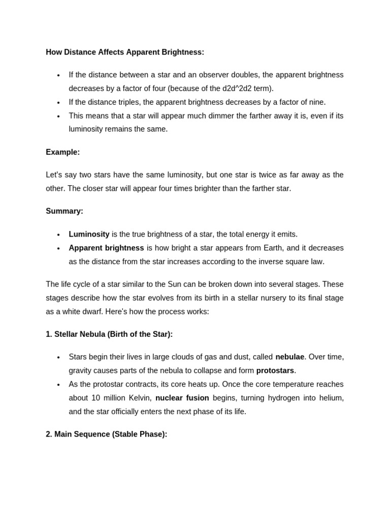 How Distance Affects Apparent Brightness | PDF | Stars | Nuclear Fusion