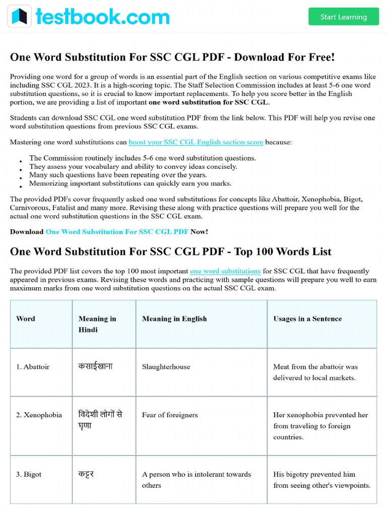 One Word Substitution | PDF
