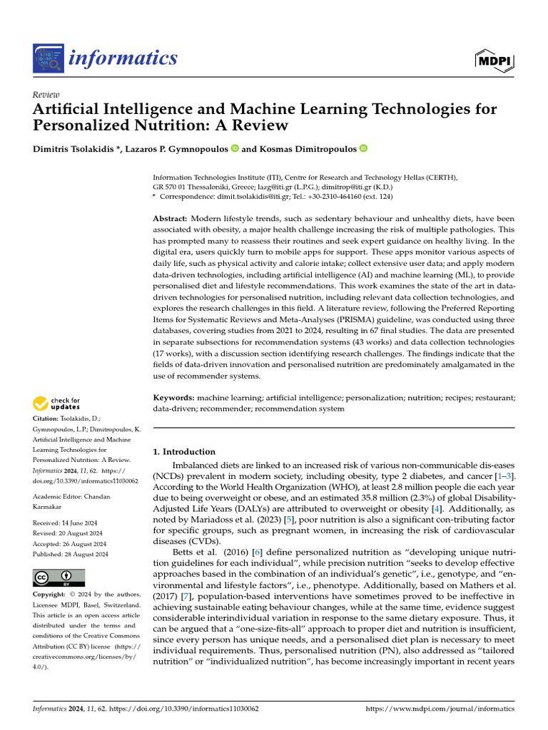 Artificial Intelligence and Machine Learning Techn | PDF | Obesity | Non Communicable Disease