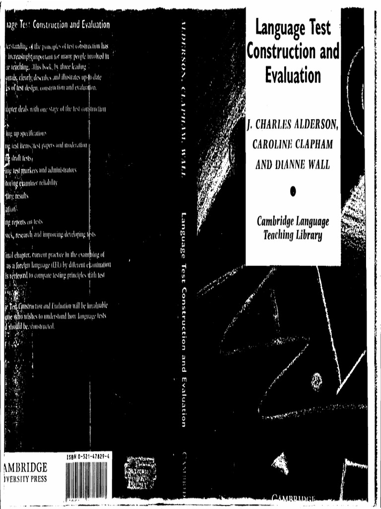 Language Test Construction and Evaluation (J. Charles Alderson ...