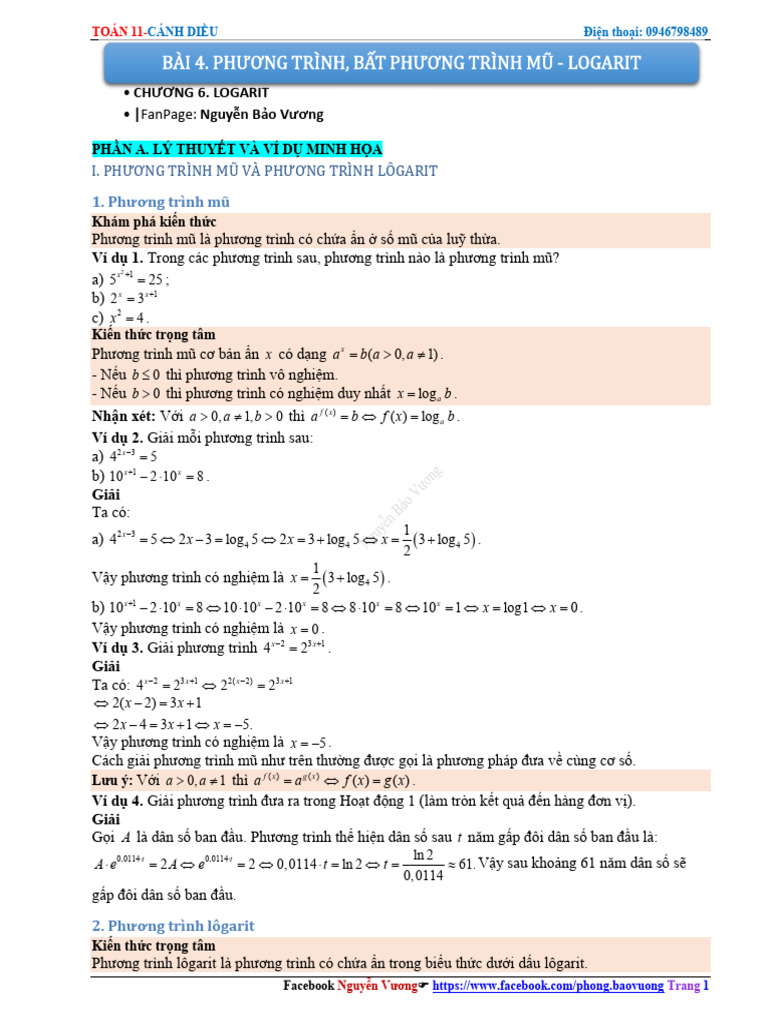 Bai 4 Phuong Trinh Mu Logarit CH TL | PDF