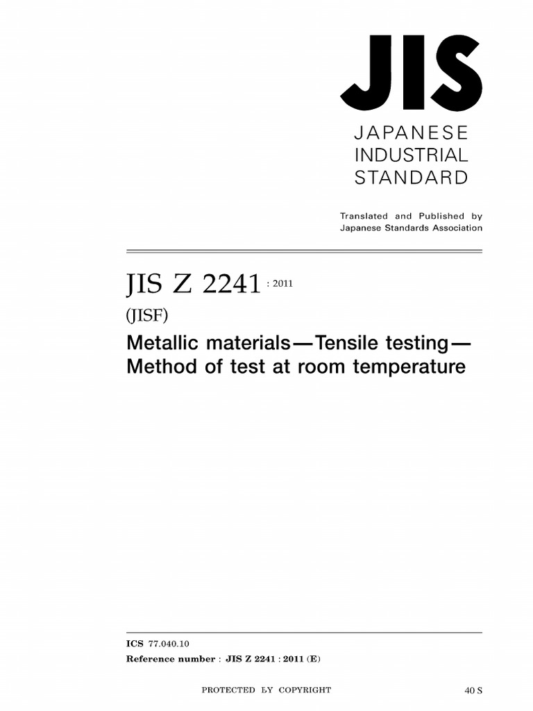JIS Z 2241-2011 | PDF | Deformation (Engineering) | Strength Of Materials