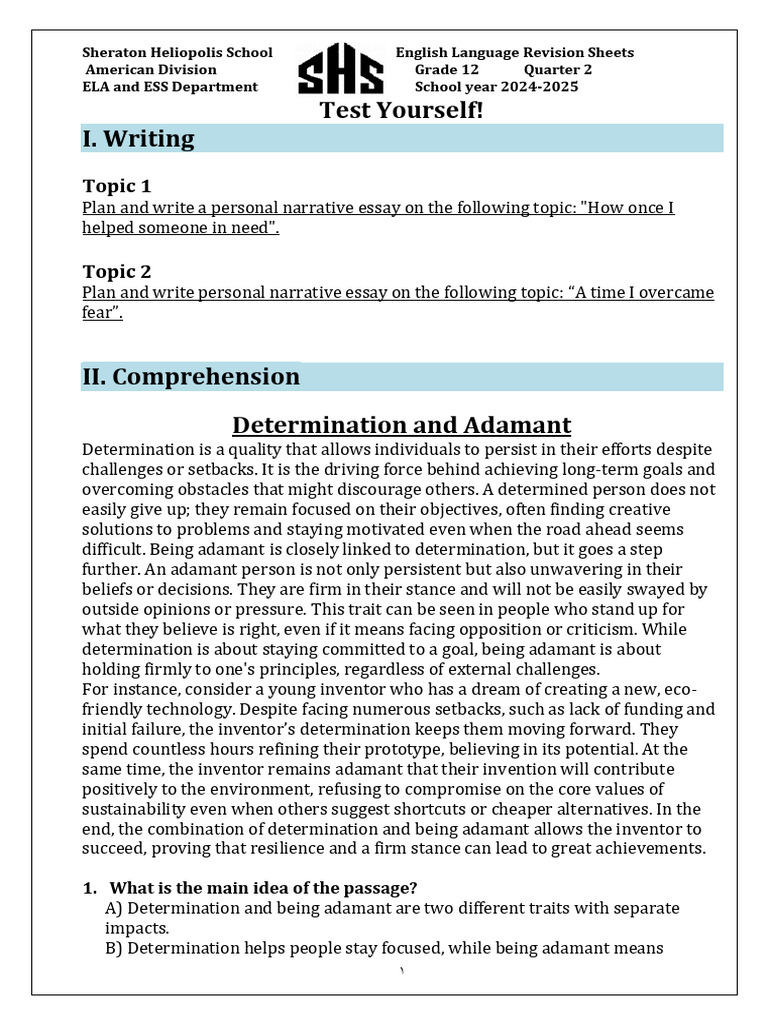 Grade 12 English Revision Sheets | PDF | Clause | Frankenstein