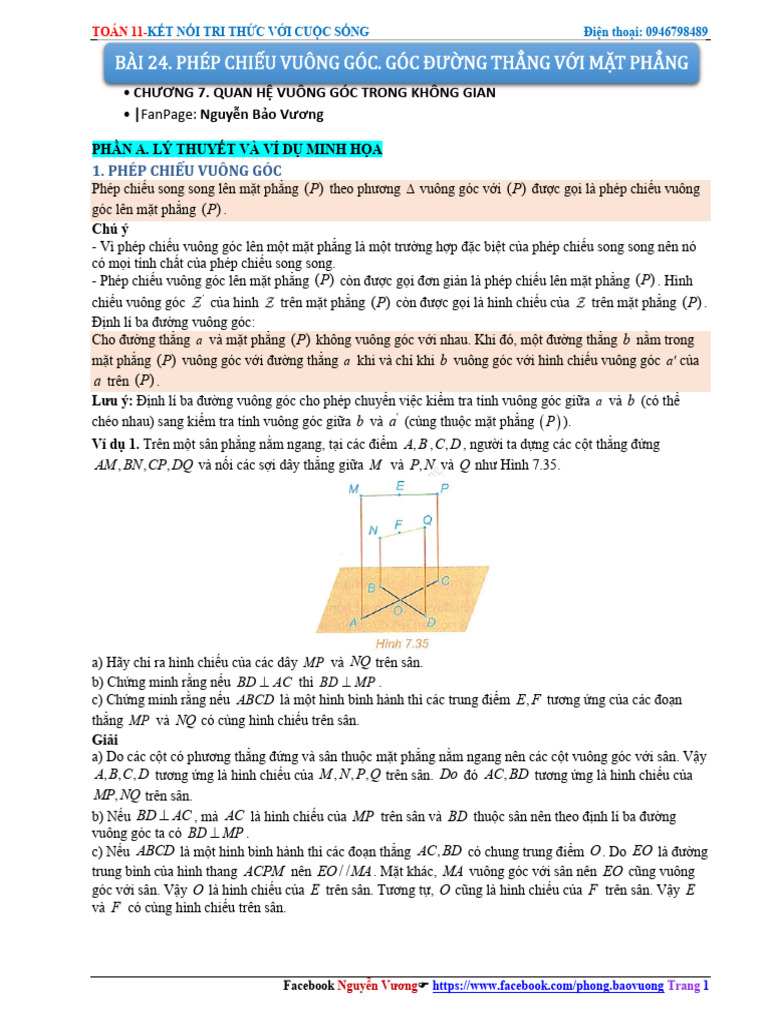 Bai-24-Phep Chieu Vuong Goc-Goc Duong Thang Voi MP - DA-TL-1 | PDF