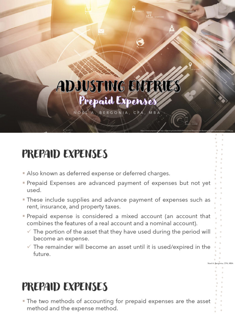 Adjusting Entries - Prepaid Expense | PDF | Deferral | Expense