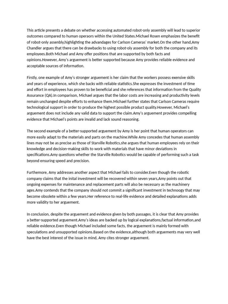Robotics | PDF | Argument | Evidence