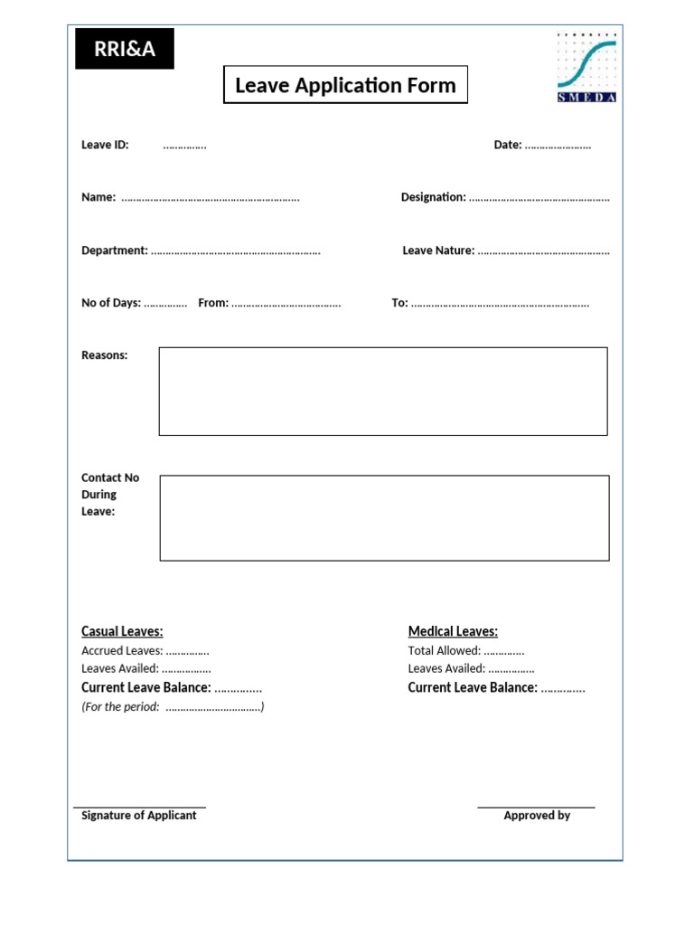 Leave Application Form (RRI&A) | PDF