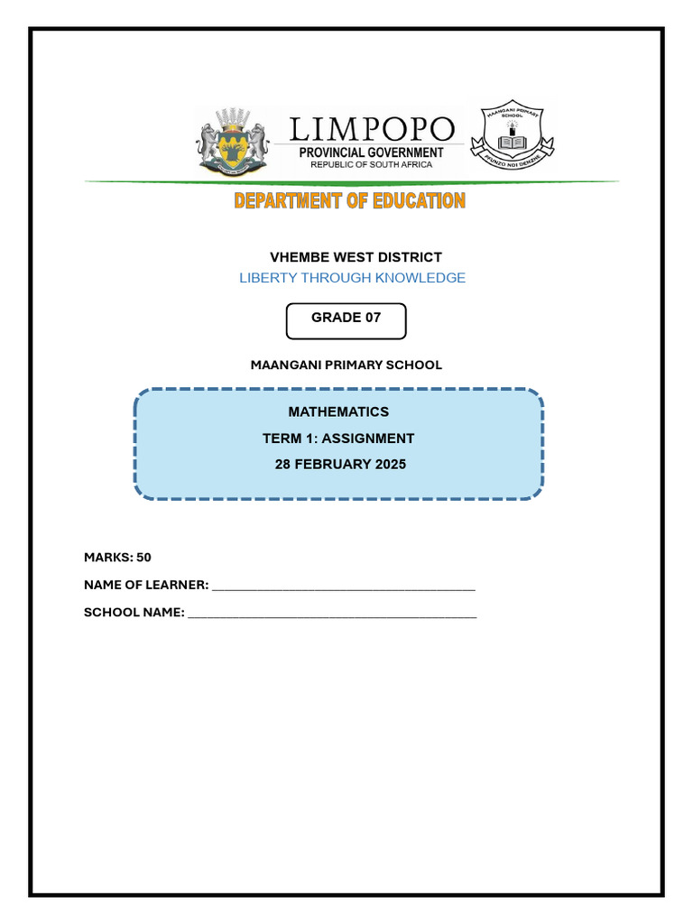 Grade 7 Assignment Cover | PDF