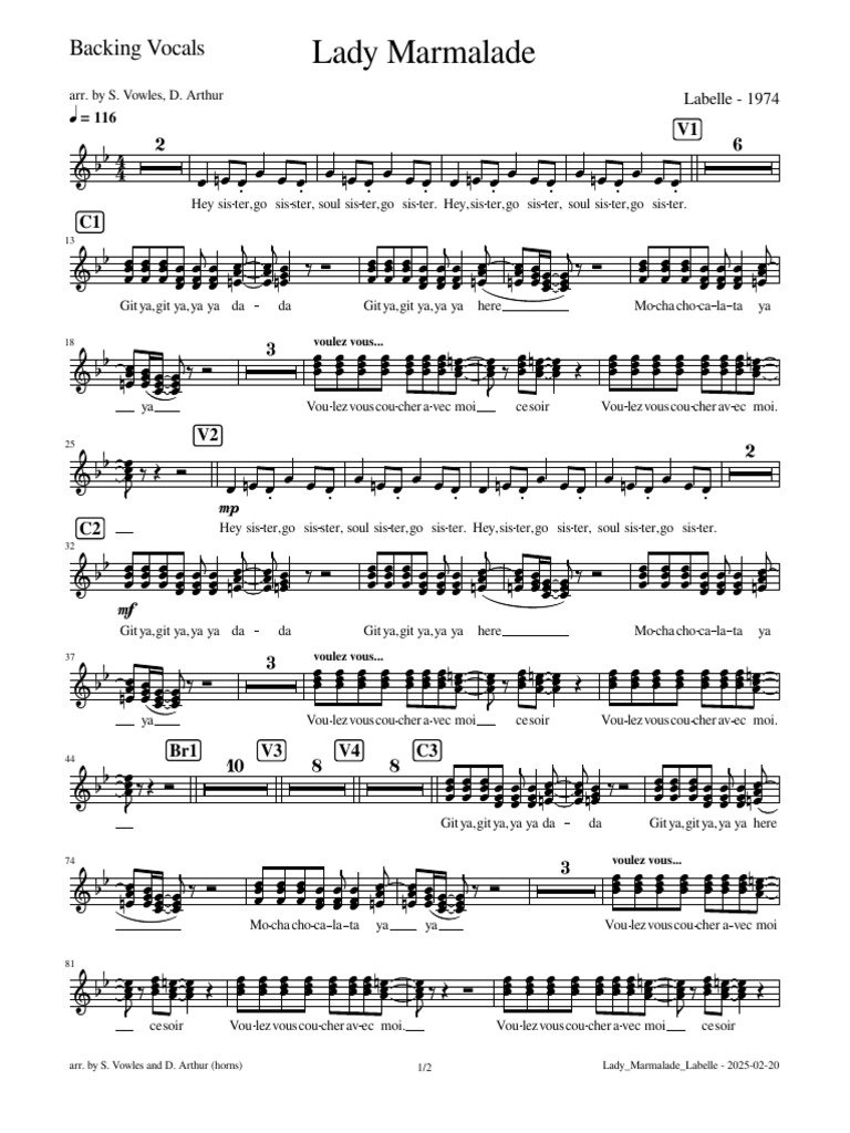 Lady Marmalade by Labelle (1974) | PDF | Songs Written | Song ...