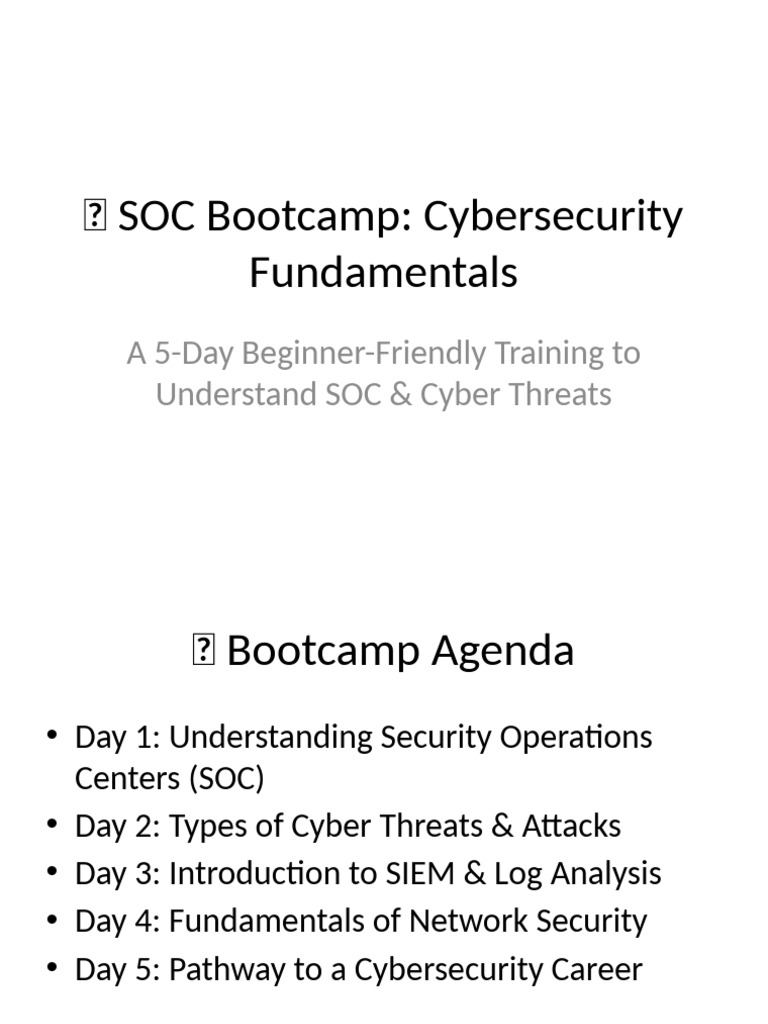SOC Bootcamp Theory Presentation | PDF