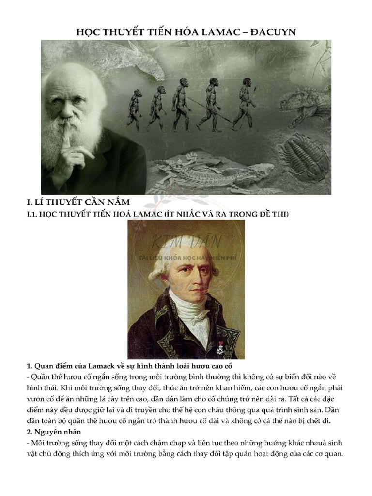 Buoi 53 54 Hoc Thuyet Tien Hoa Lamac Dacuyn Tong Hop Da Compressed | PDF