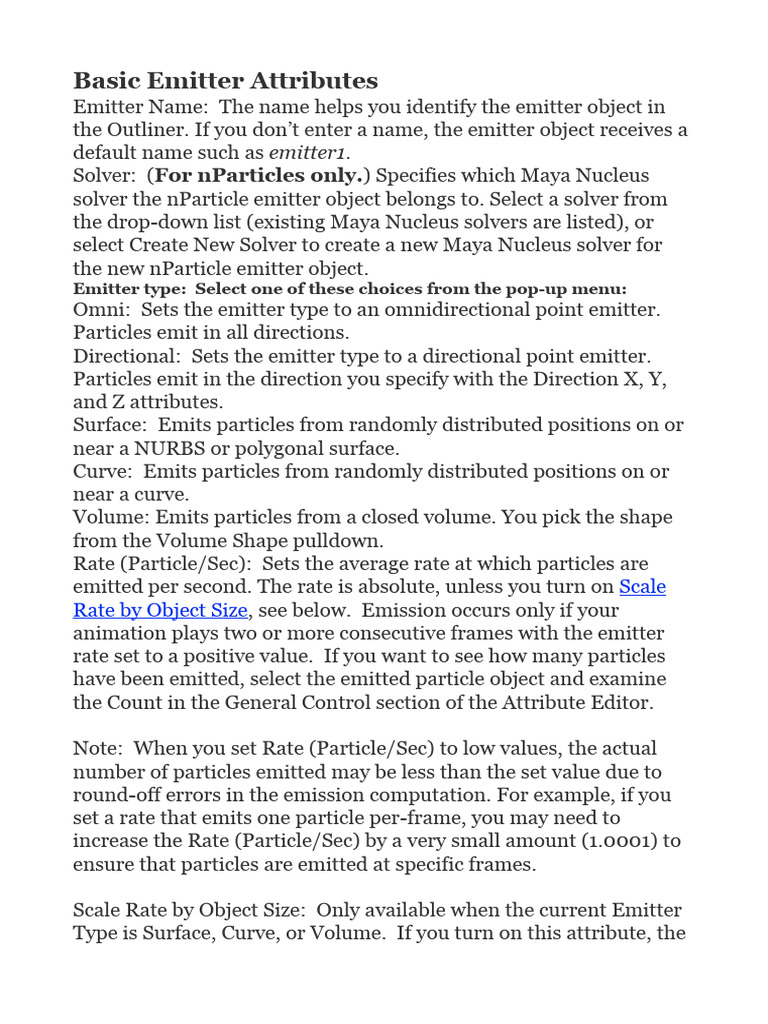 Basic Emitter Attributes | PDF | Volume | Texture Mapping