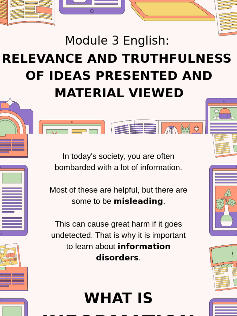 Relevance and Truthfulness of Ideas Presented and Material Viewed ...