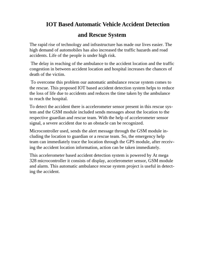 IoT Vehicle Accident Detection System | PDF