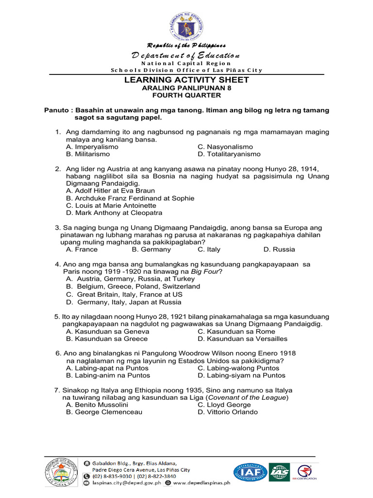 LAS AP8 Quarter 4 | PDF