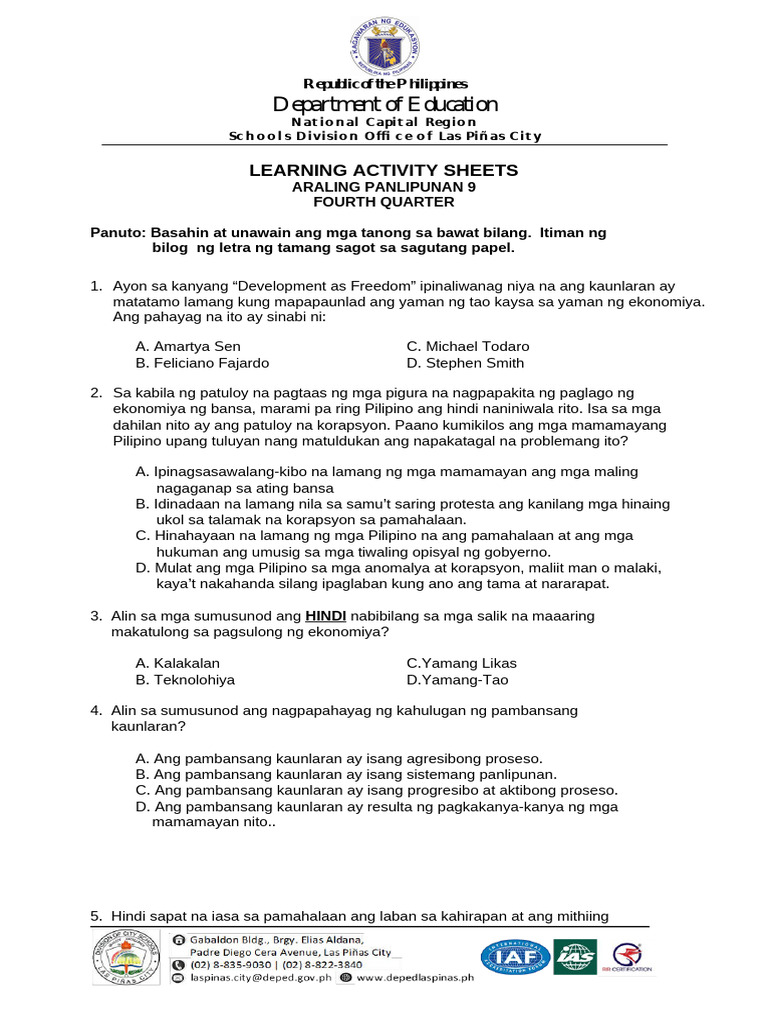 LAS AP9 Quarter 4 | PDF