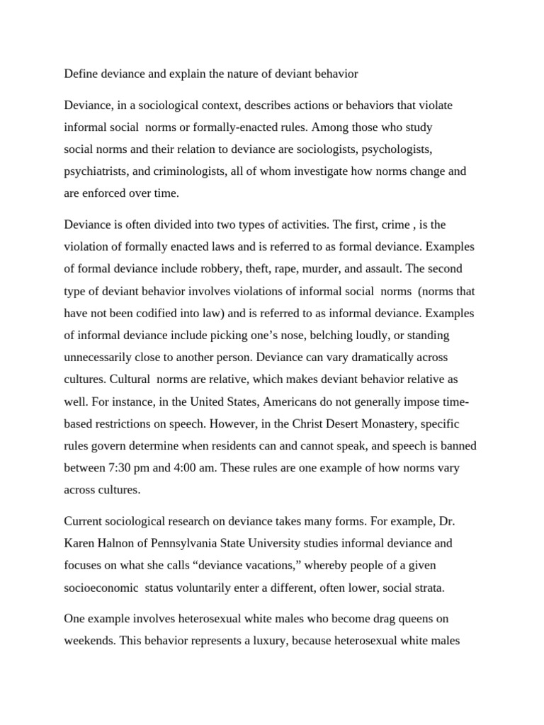 Understanding Deviance in Society | PDF | Deviance (Sociology ...