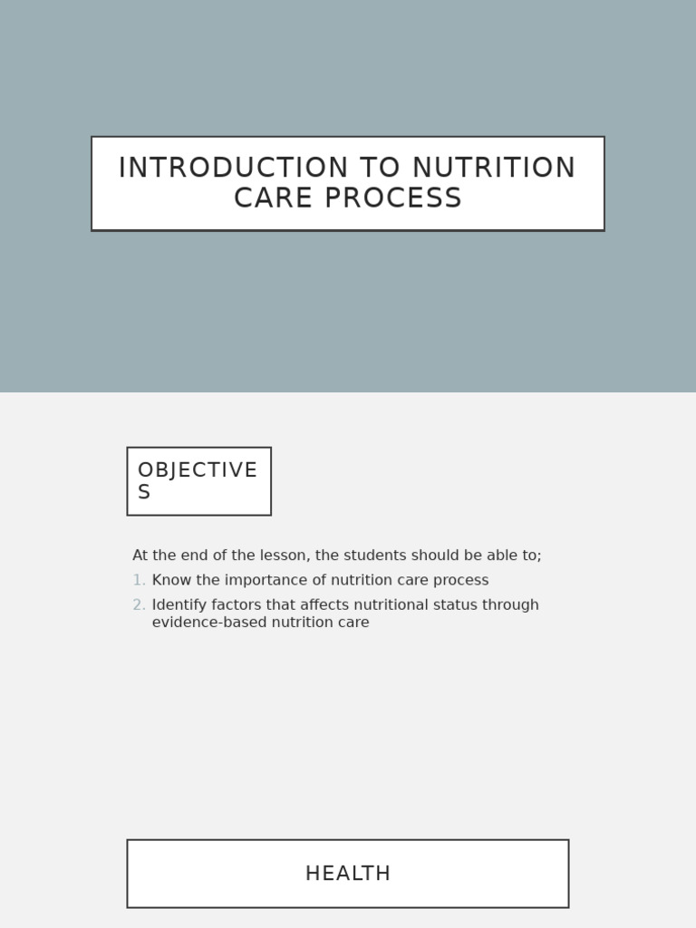 Nutrition Care Process Overview | PDF | Malnutrition | Obesity