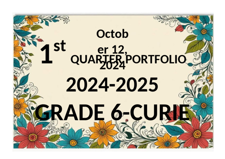 2024 Grade 6 Curie Portfolio | PDF