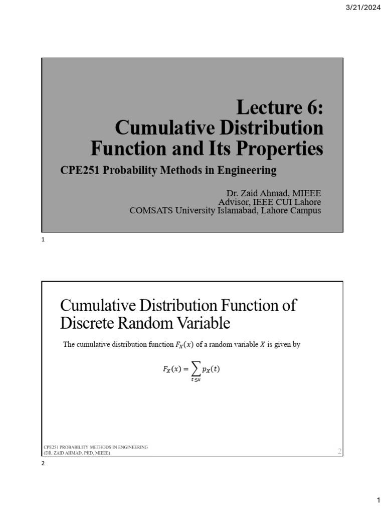 CDF Properties in Probability Methods | PDF | Probability Distribution ...