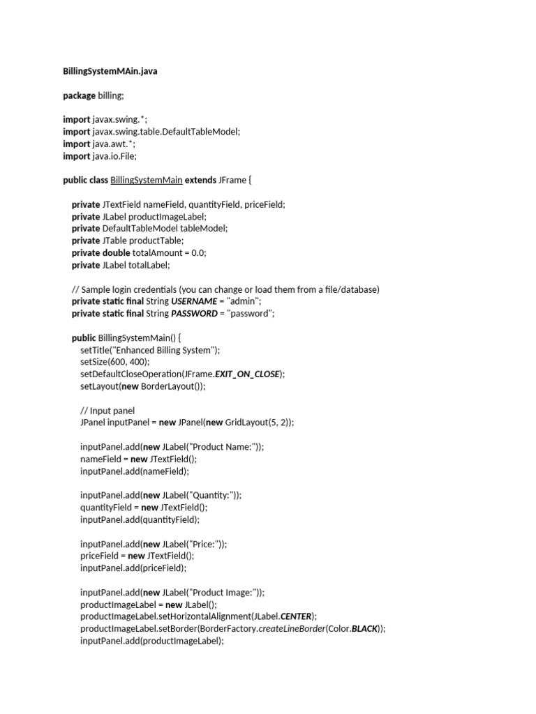 BillingSystemMAin | PDF | Software Engineering | Computing