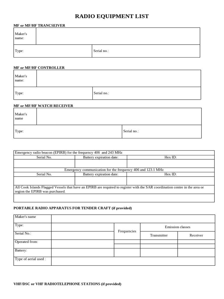 Radio Equipment Inventory List | PDF