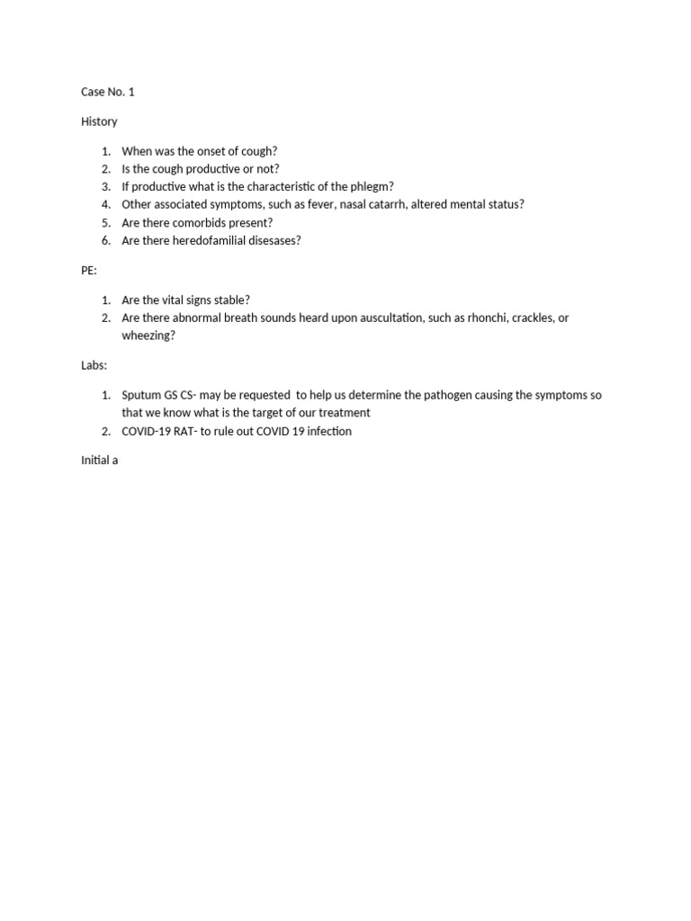 Practice History Taking Cases | PDF