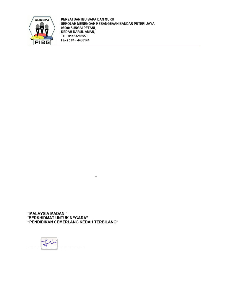 Surat Permohonan Meja Dan Kerusi Kepada YB | PDF