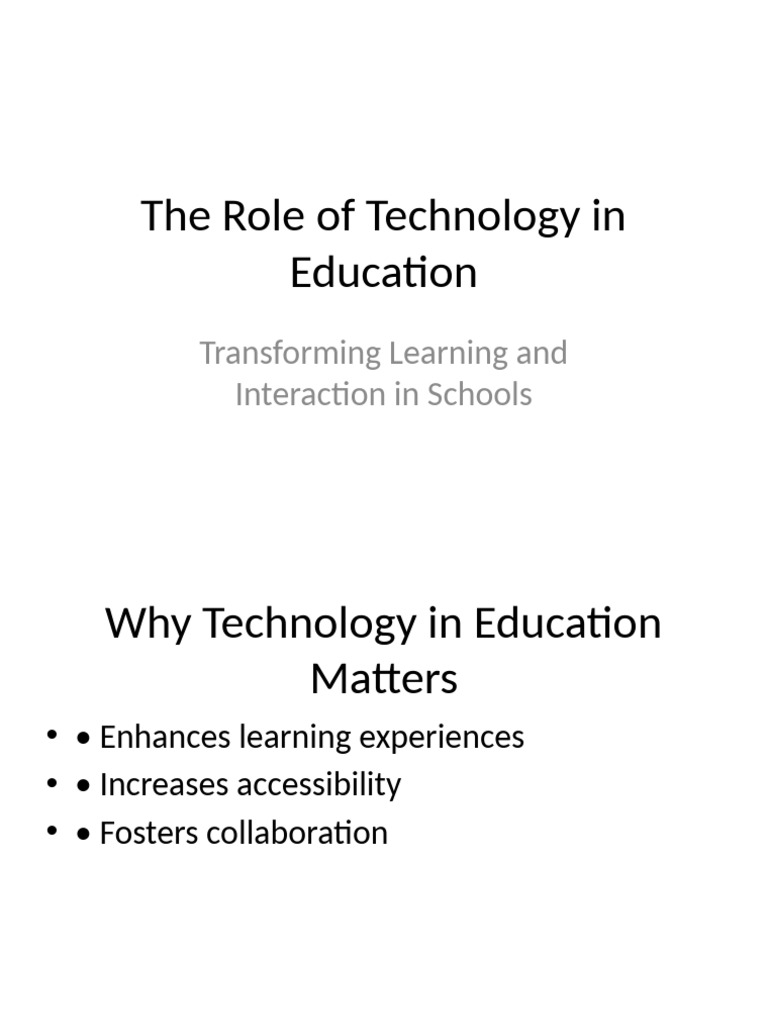 Role of Technology in Education | PDF