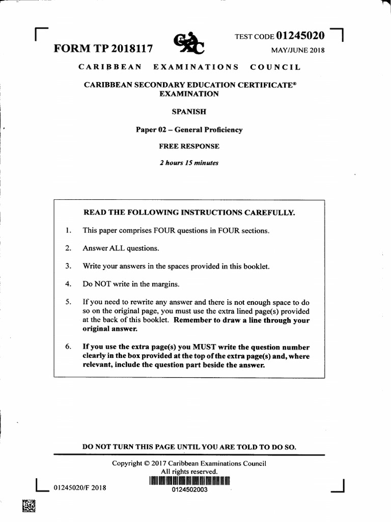 2018csec Spanish Paper 2 May-June 2018 | PDF