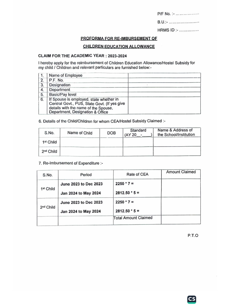 CEA FORM For State Board | PDF