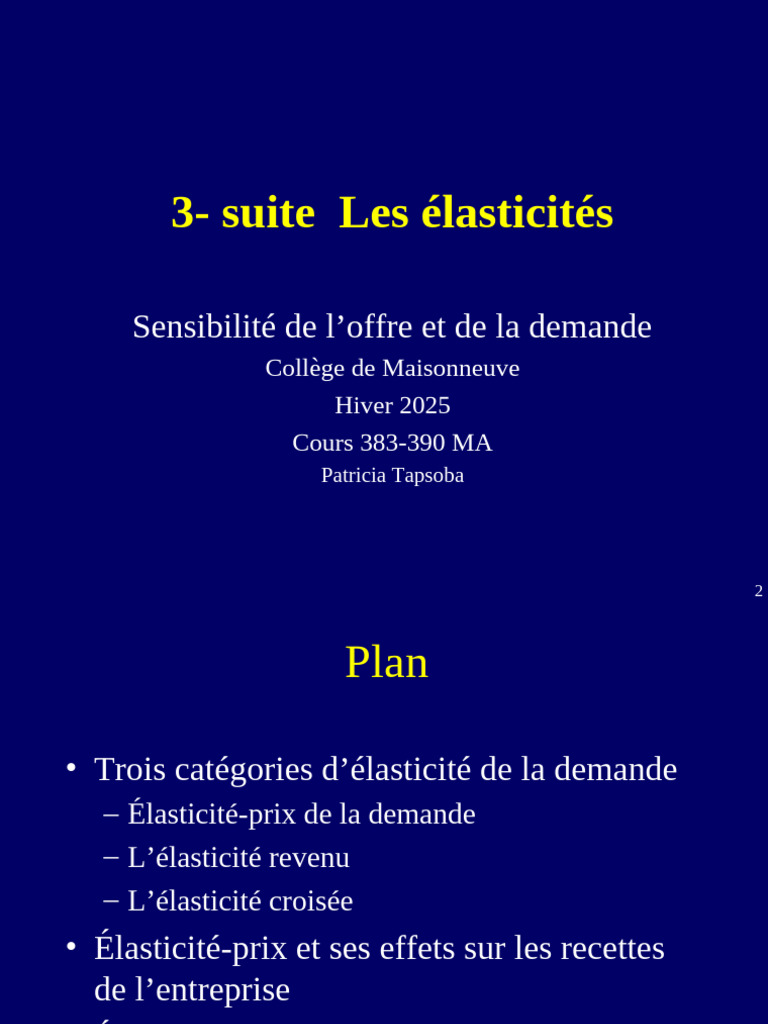 03- Suite Elasticites-H2025- Etudiant Avec Exercices | PDF | Élasticité ...