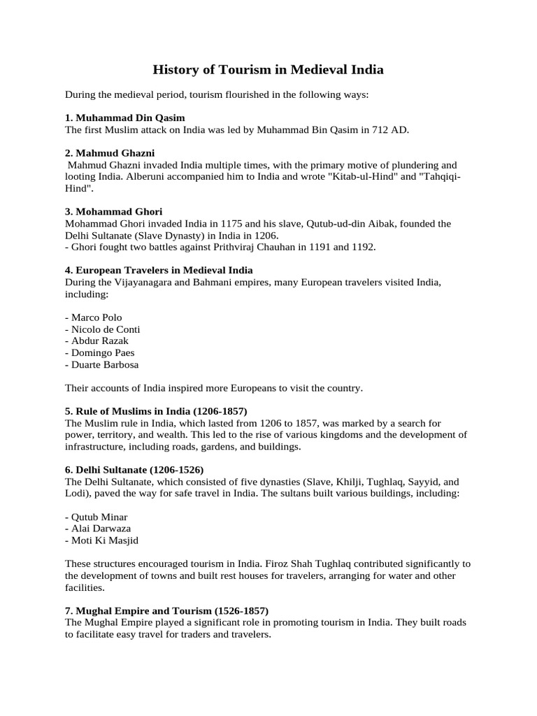 Medieval Tourism in India: A Historical Overview | PDF | South Asia