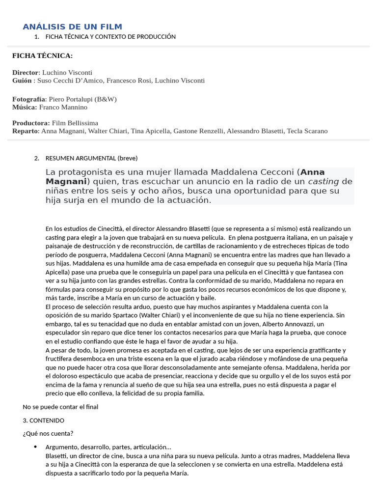 Análisis de Un Film | PDF