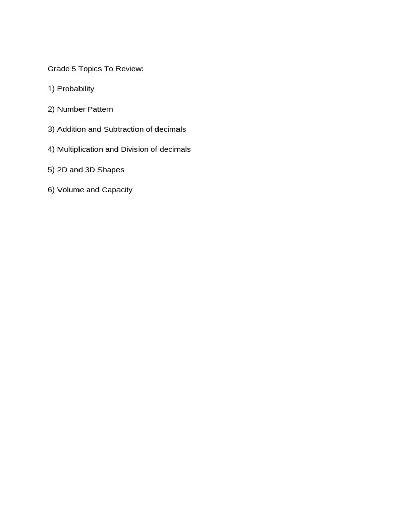 Grade5 Final Exam Reviewer | PDF | Volume | Elementary Mathematics
