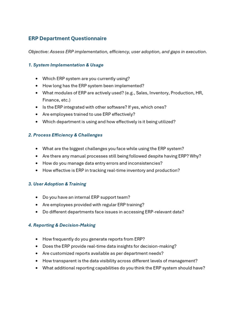 ERP & Design Department Survey | PDF | Enterprise Resource Planning ...