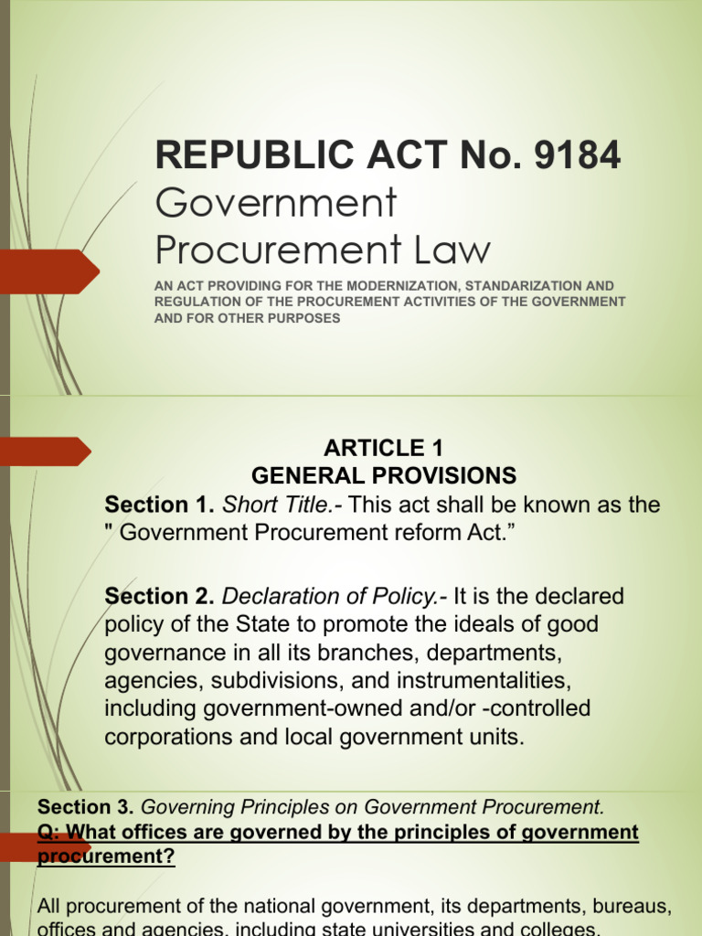 Govt Procurement Law | PDF