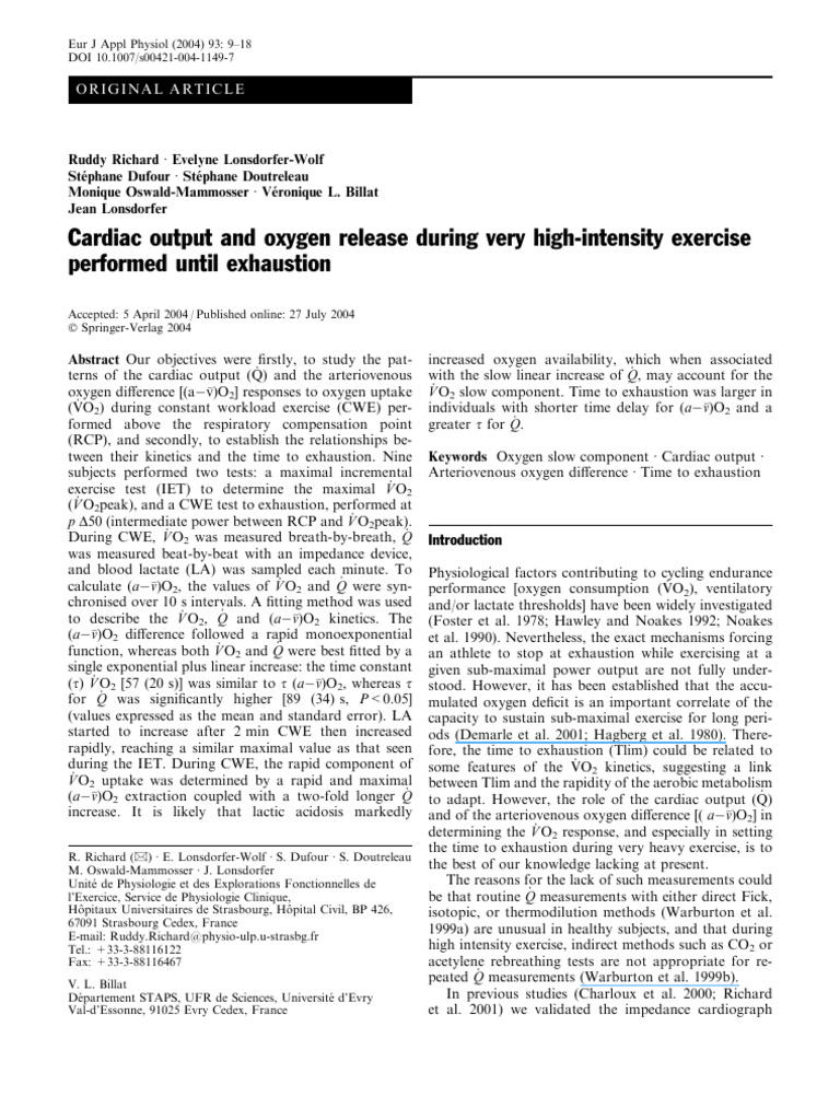 1216.cardiac Output and Oxygen Release During | PDF | Physiology